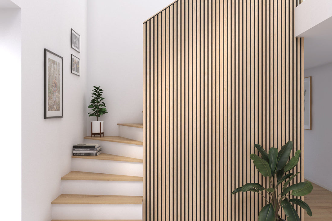 Natural European White Oak Wood Slat Wall Panel Sample (Black Felt ...